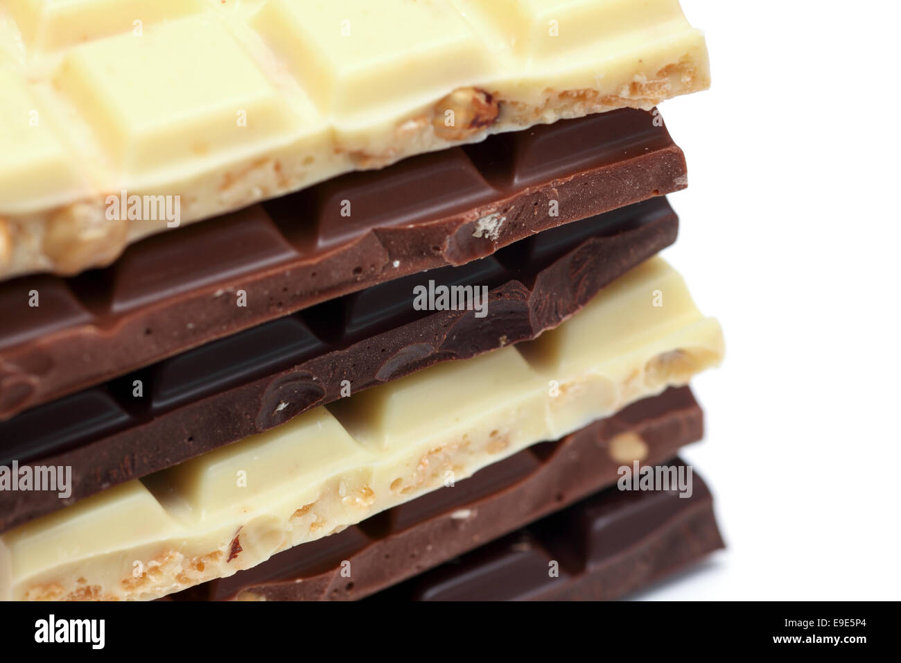 Stack of chocolate bars on white background Stock Photo - Alamy