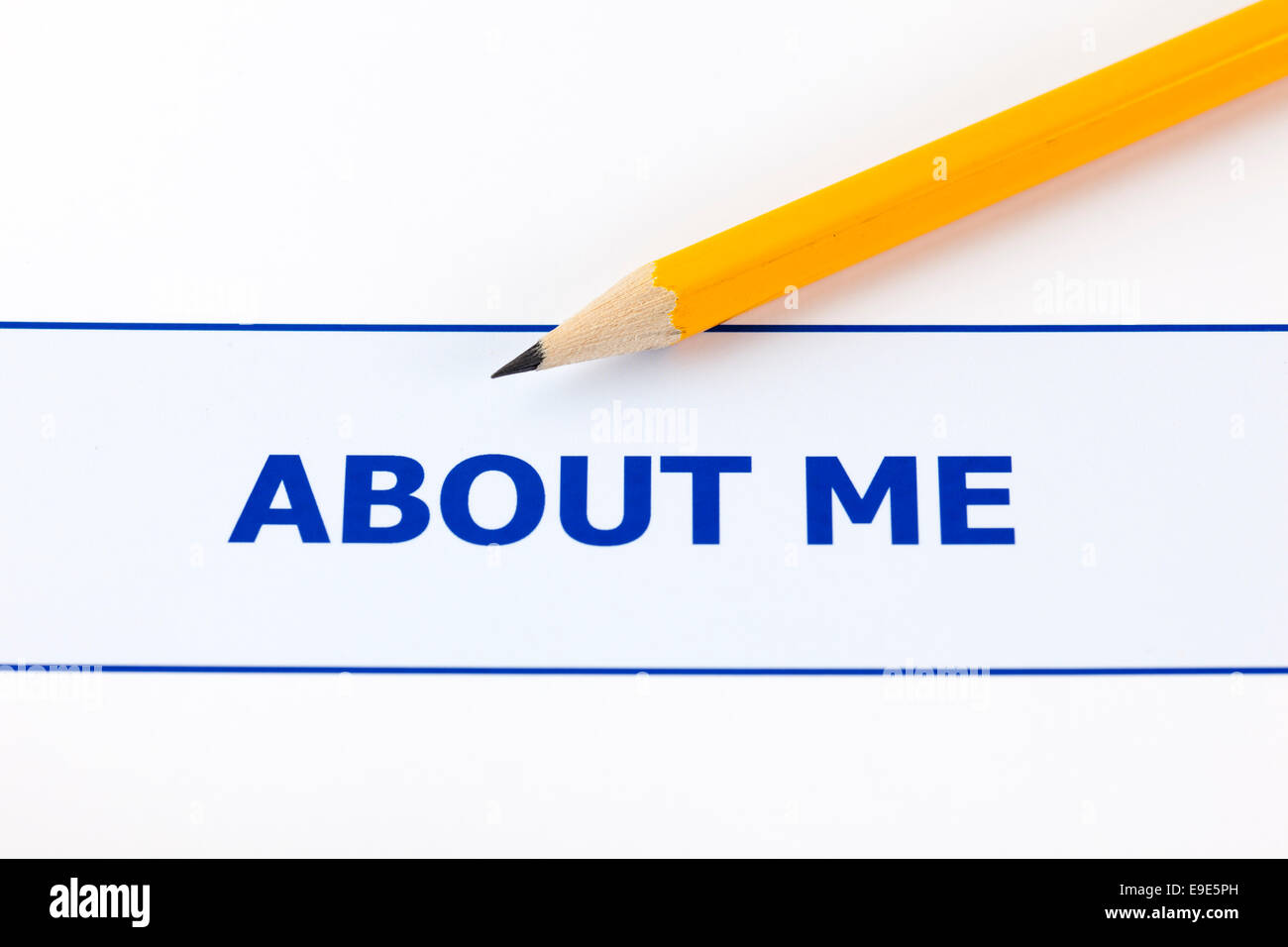 About Me text and pencil Stock Photo - Alamy