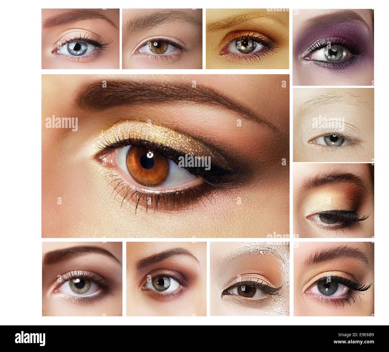 Set of Eyeshadow. Mascara. Mix of Women's Eyes Stock Photo - Alamy