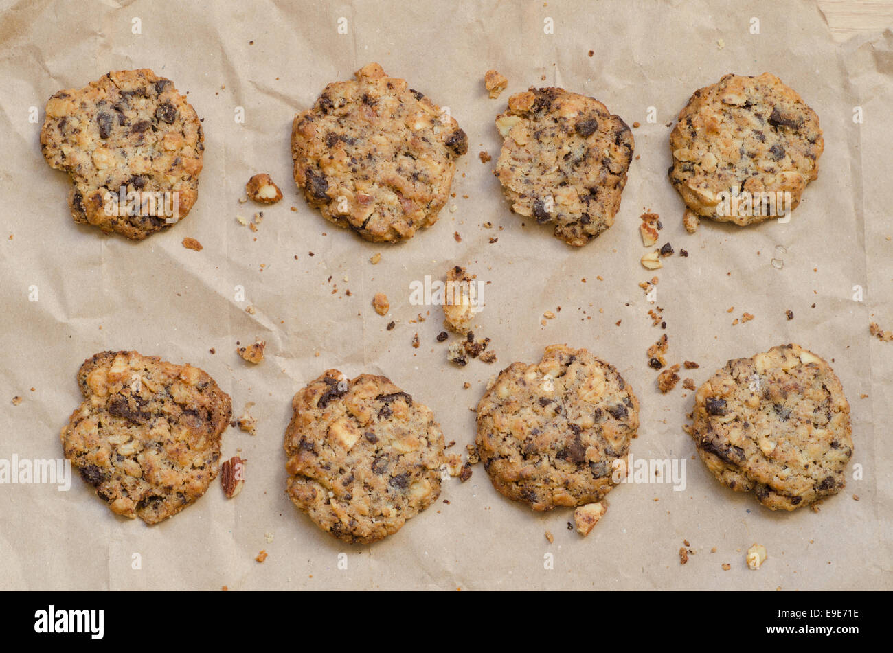 crunchy chip cookies on paper background Stock Photo - Alamy