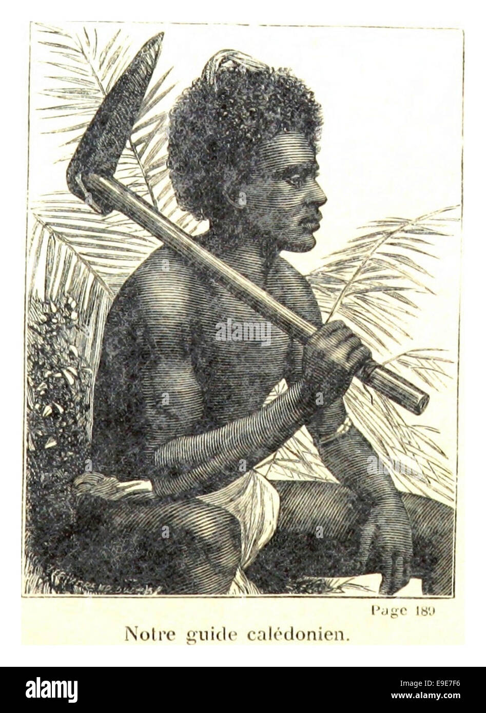 An 1884 illustration from *Lemire* showing a Caledonian guide. The ...