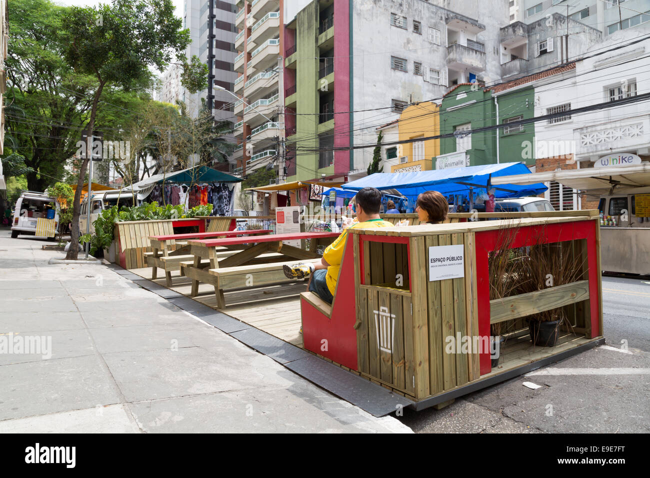 A parklet in the neighborhood of Paraiso in Sao Paulo, Brazil Stock ...