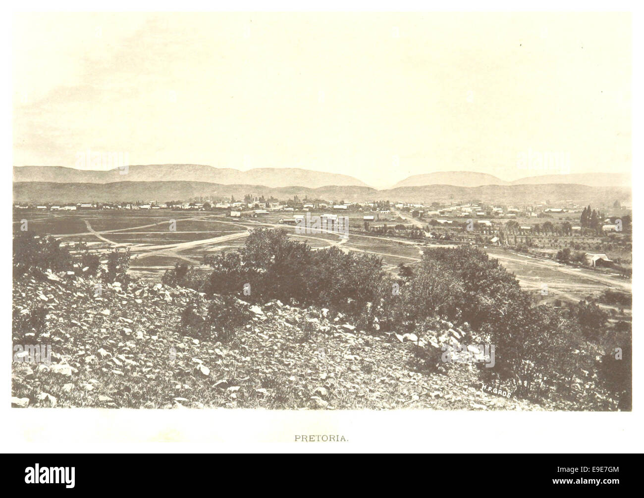 An 1882 illustration from LL (1882), page 159, depicting Pretoria, the ...
