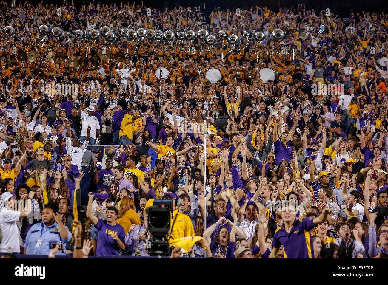 LSU Tigers fans excited after LSU Tigers get an interception during the ...