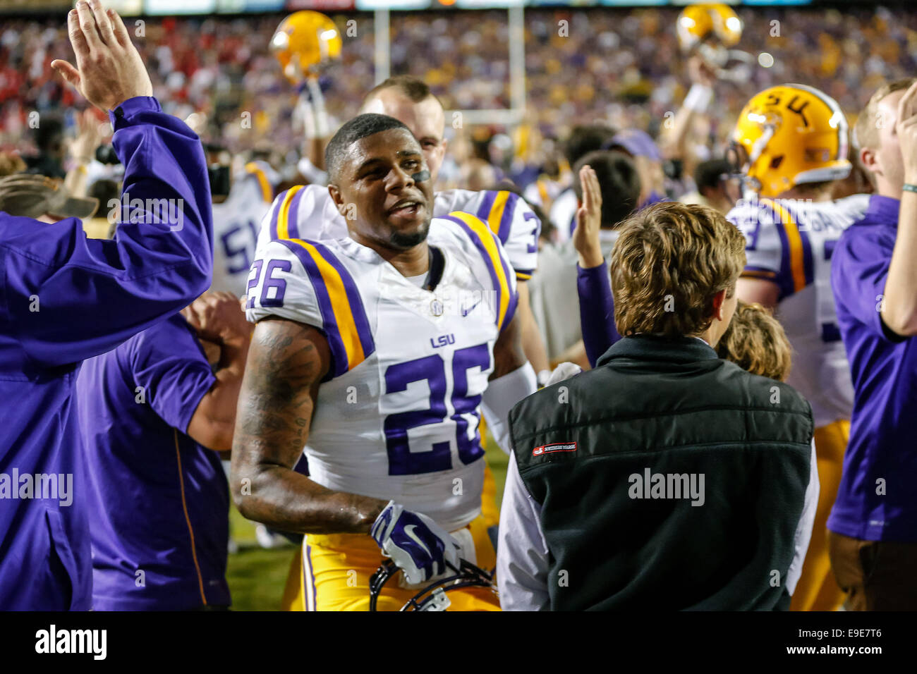 LSU Tigers fans excited after LSU Tigers get an interception during the ...