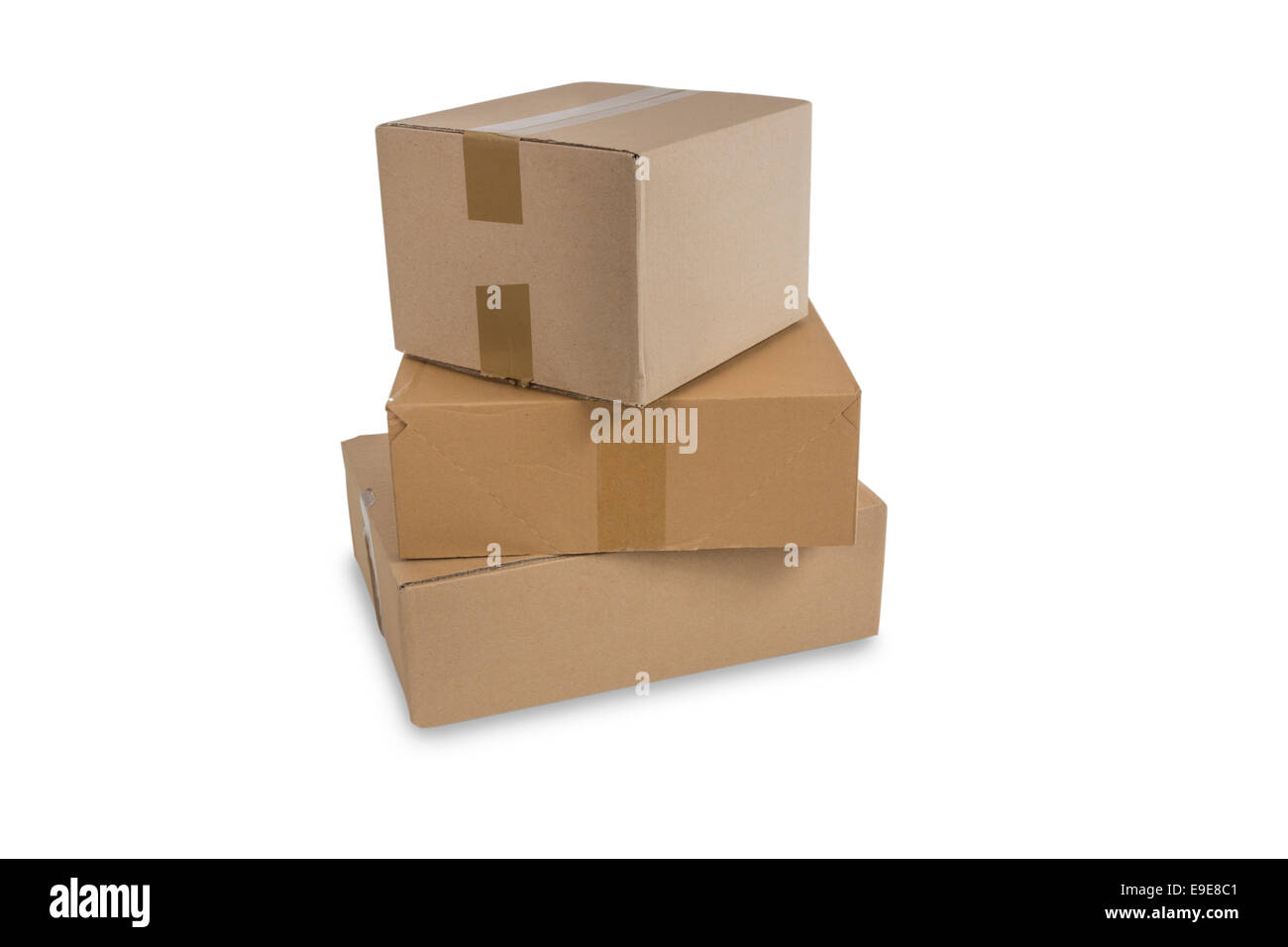 Stack of parcels isolated on white background Stock Photo - Alamy