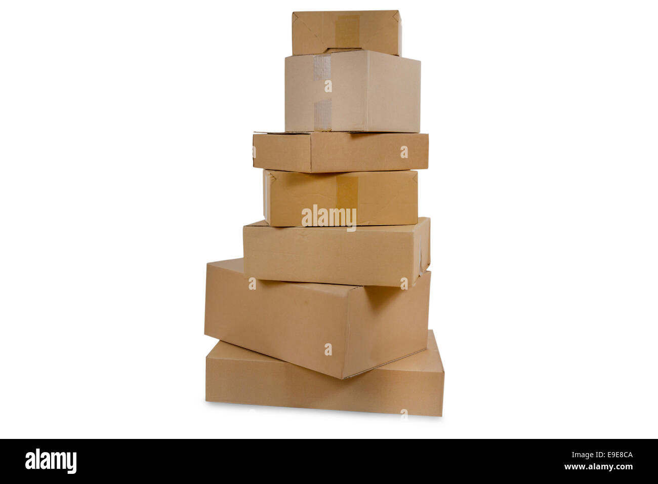Stack of parcels isolated on white background Stock Photo - Alamy