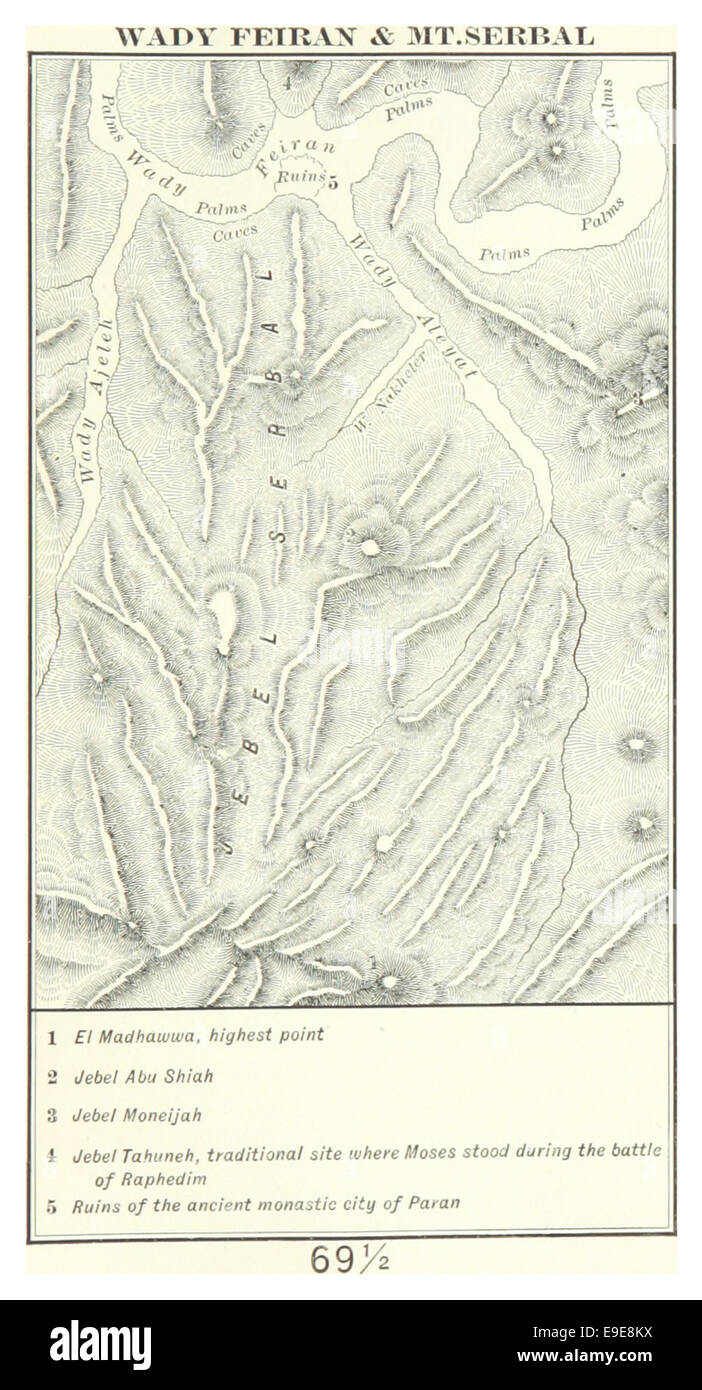 An illustration from Maccoun's 1899 work depicting Wadi Feiran and ...