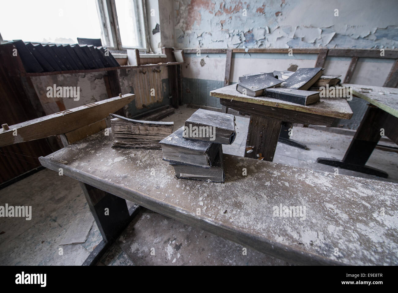 Classroom in school in Chernobyl-2 military base next to Duga-3 Soviet ...