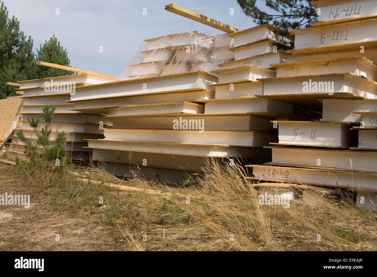 Close up Stacked of Building Materials Ready for Real Estate House ...