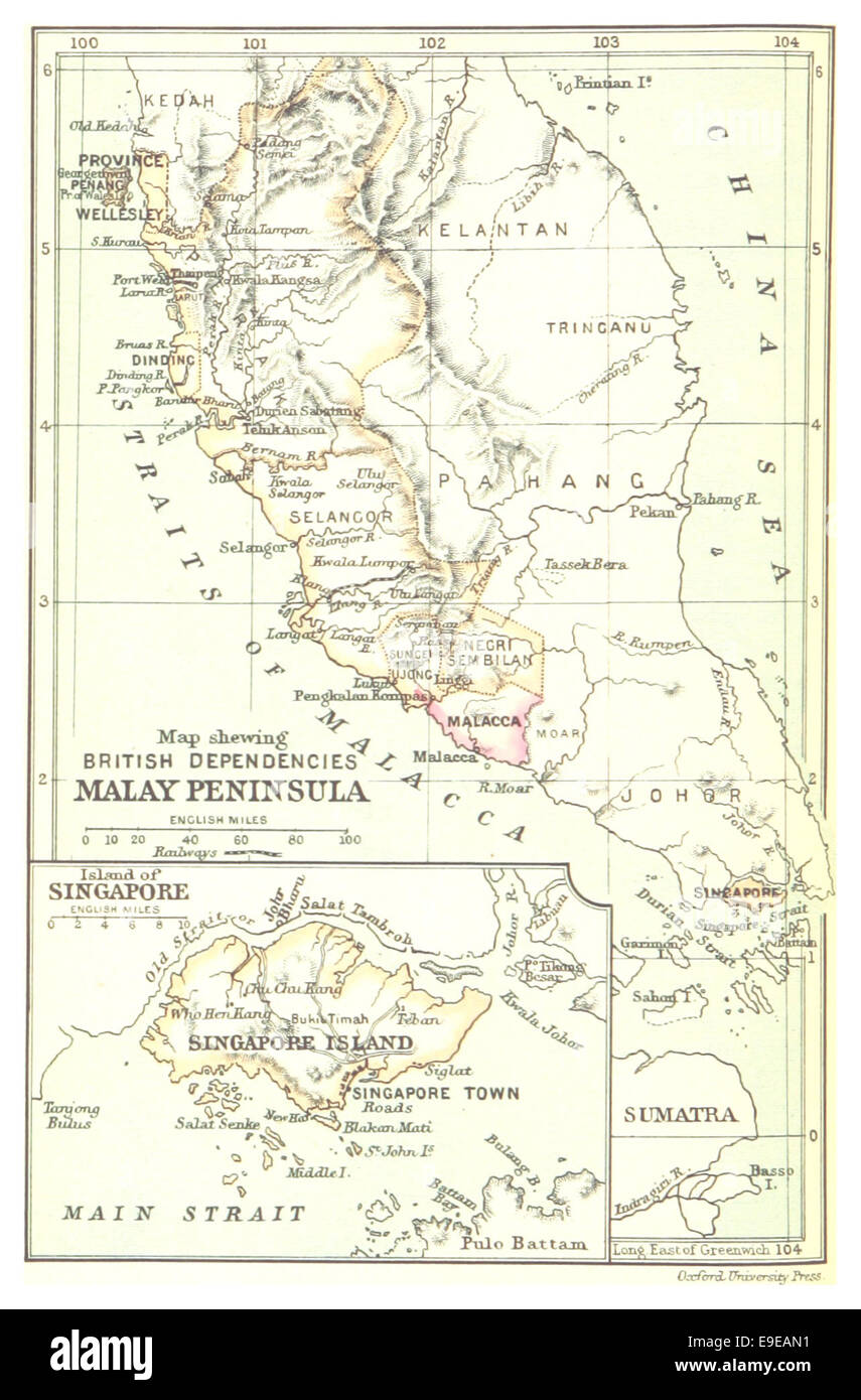 This 1888 map illustrates British colonial territories in Malaysia and ...