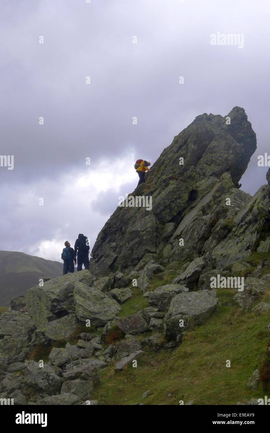Climbing the Lion, Helm Crag, Cumbria Stock Photo - Alamy