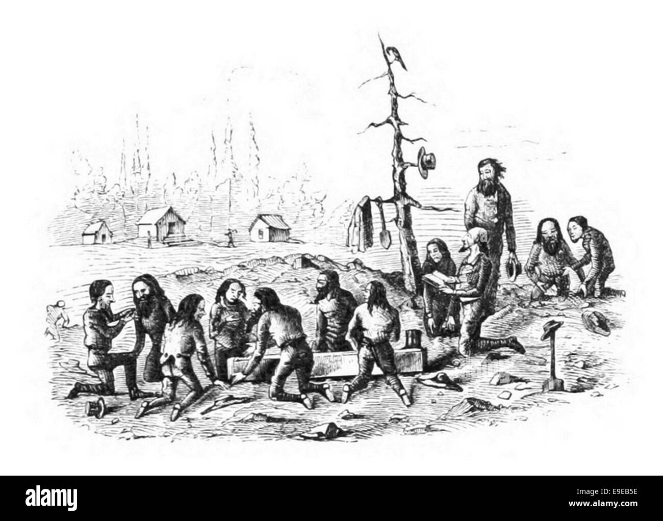 Maryatt's 1855 illustration captures the miner's grave, reflecting on ...