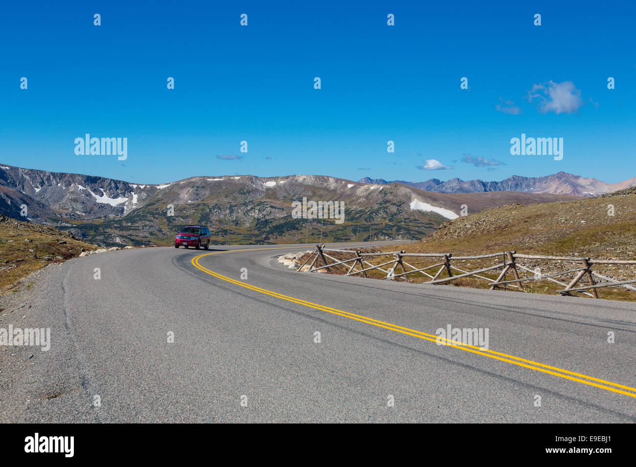 Car on Trail Ridge Road in Rocky Mountain National Park Colorado Stock ...