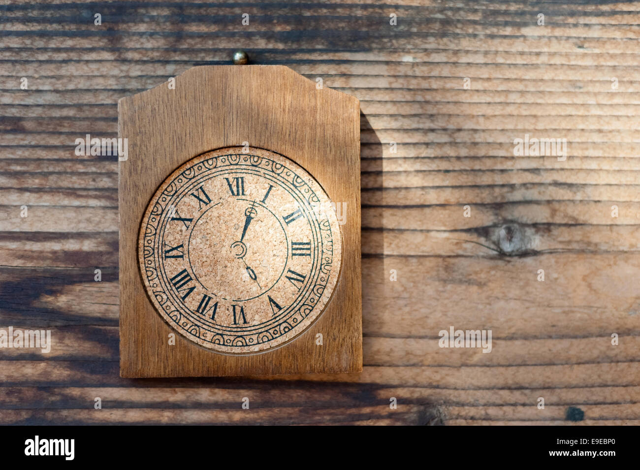 old clock vintage picture in wood background Stock Photo - Alamy