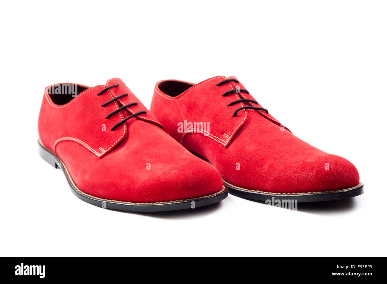 Red men suede shoes isolated on white background Stock Photo - Alamy