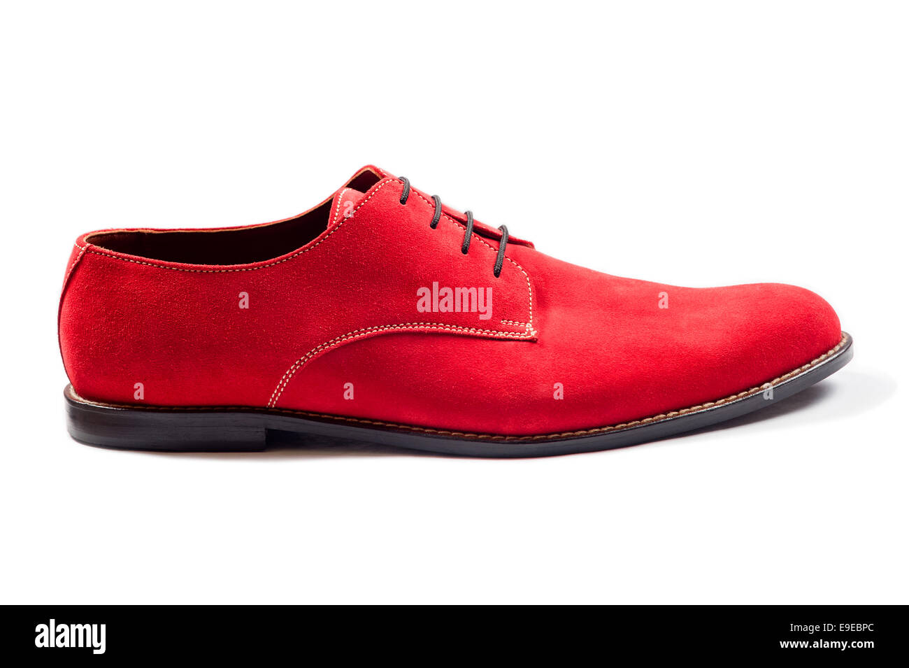 Red men suede shoes isolated on white background Stock Photo - Alamy