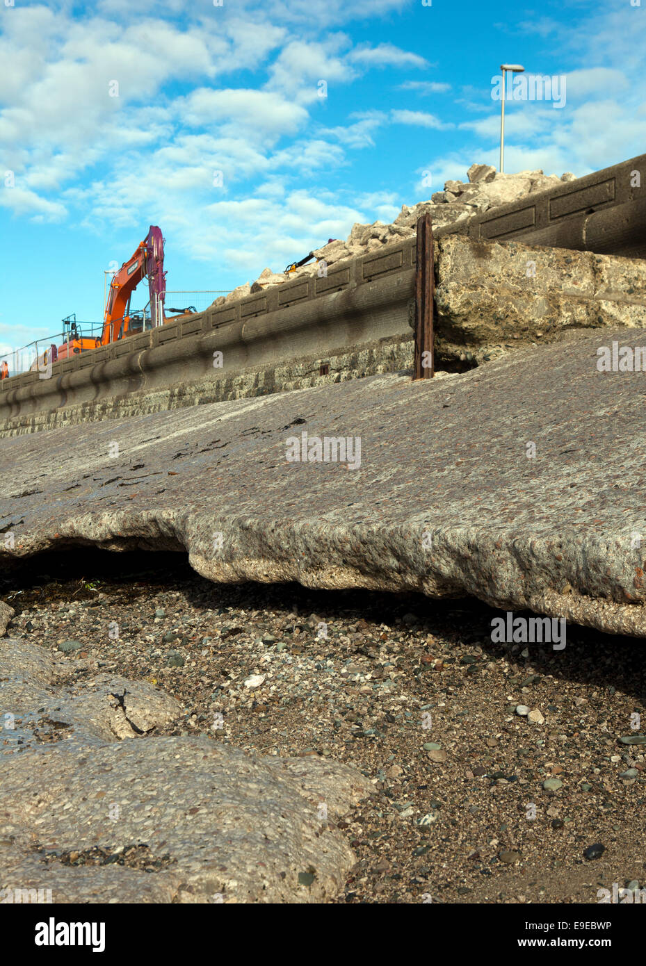 Tidal Erosion and Damage to Coastal Defence Wall on Rossall Promenade ...