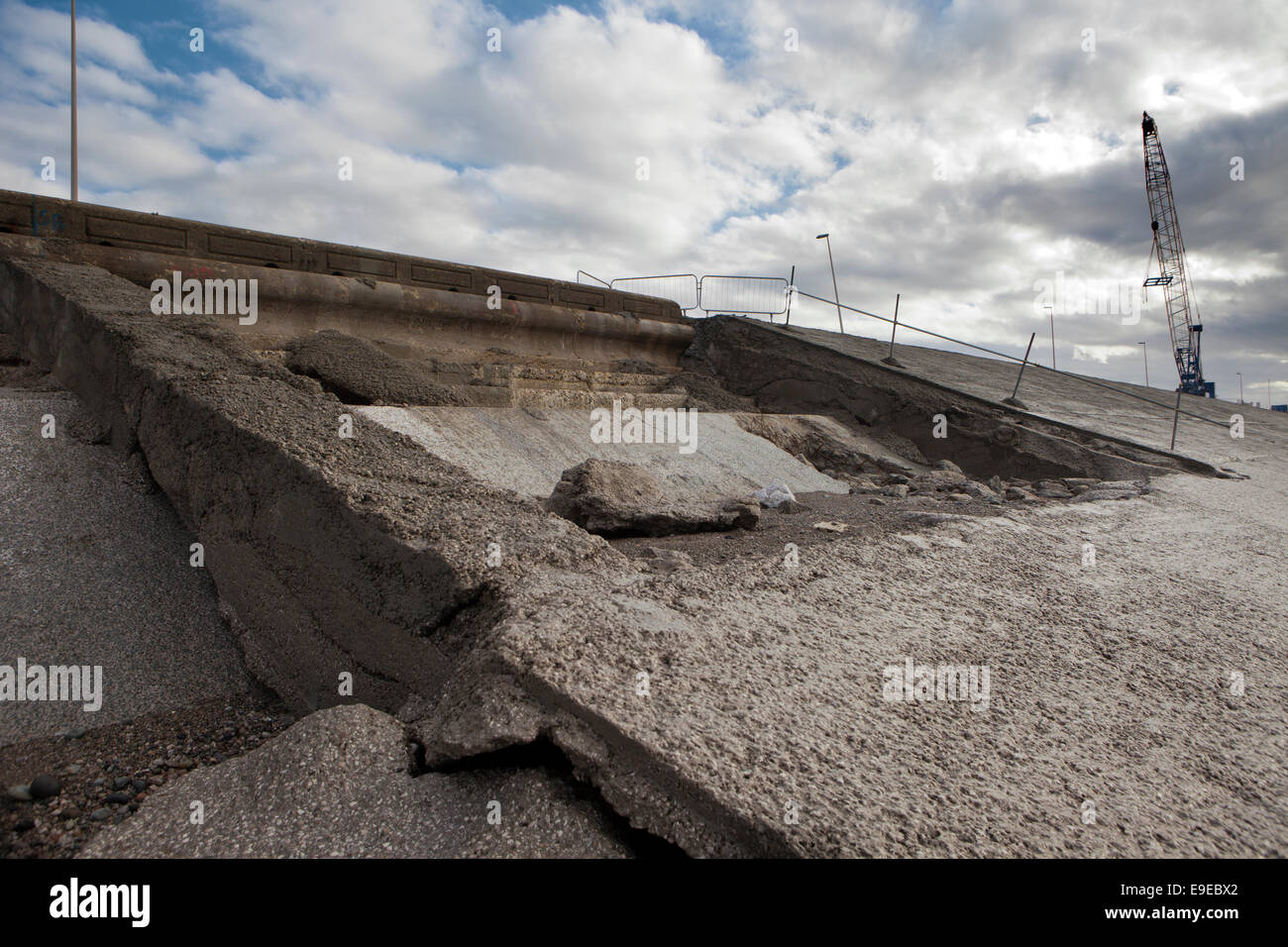 Tidal Erosion on the Coastal Defence Wall on Rossall Promenade Thornton ...