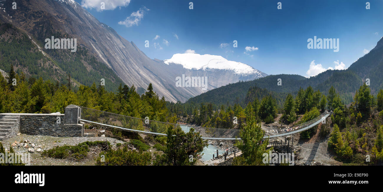 Suspension bridge on Annapurna Circuit - most popular tourists trek in ...