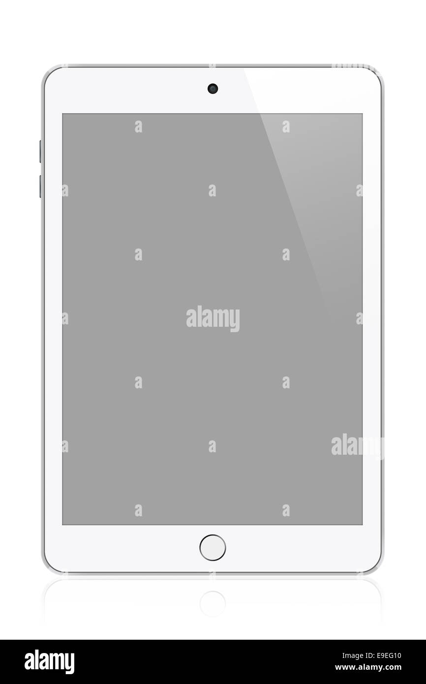 White modern tablet illustration. Perfectly detailed. Isolated on white ...