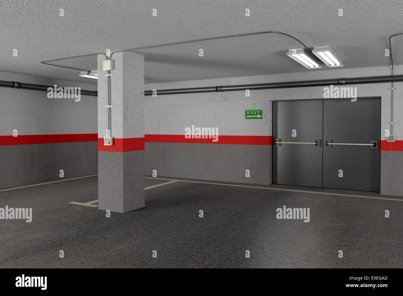 design in 3d of an empty interior garage Stock Photo - Alamy