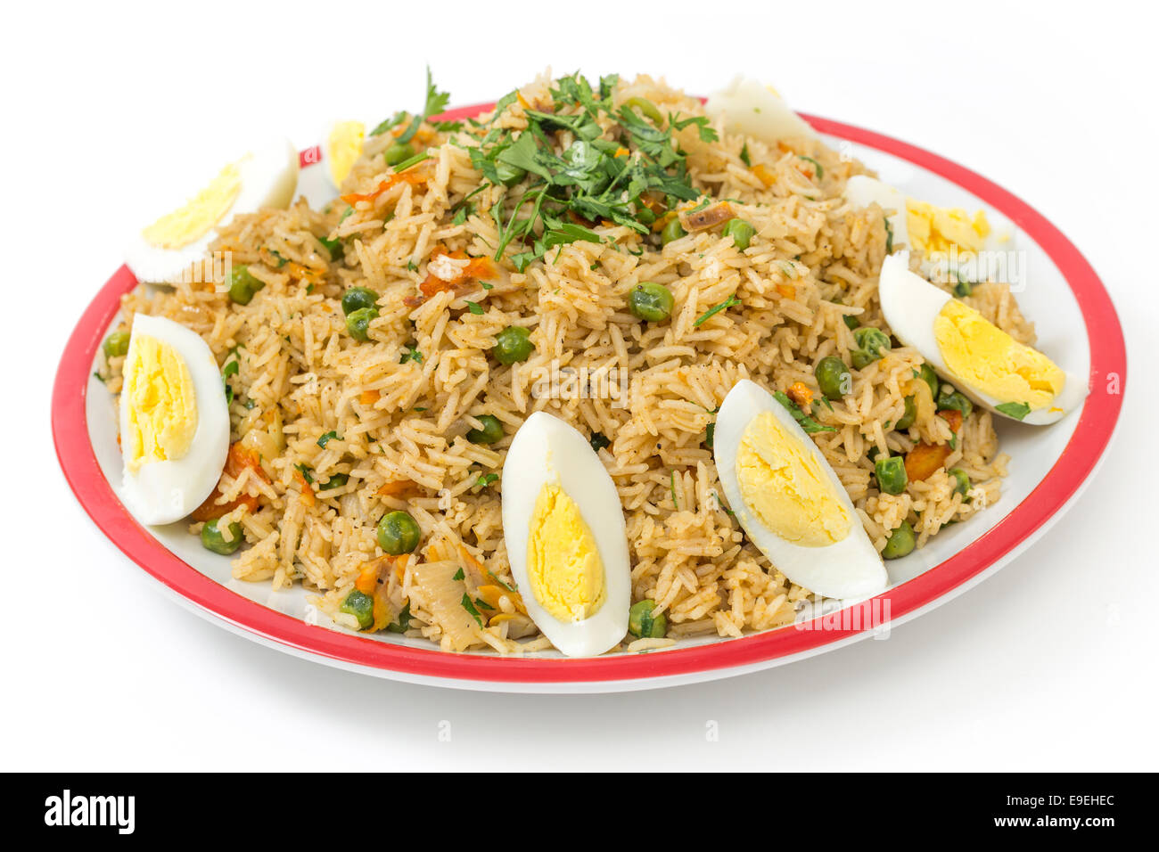 English-style breakfast kedgeree, a meal of rice, smoked fish, eggs and ...