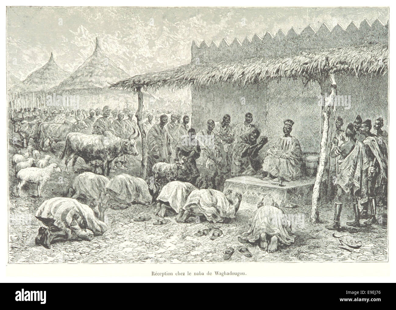 This illustration depicts the reception of visitors by the naba (chief ...