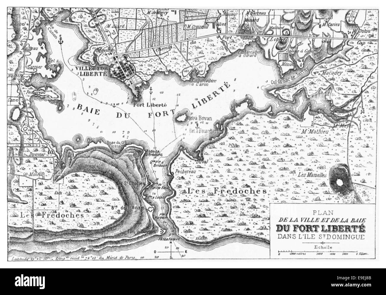 This plan illustrates the layout of Fort Liberté, a town in Haiti. The ...