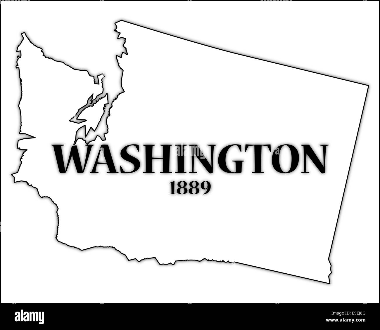 A Washington state outline with the date of statehood isolated on a ...