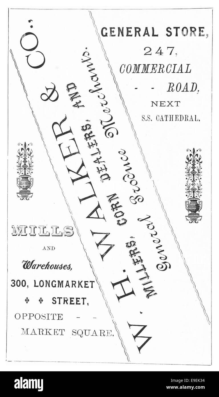 This 1898 illustration focuses on advertising techniques of the period ...