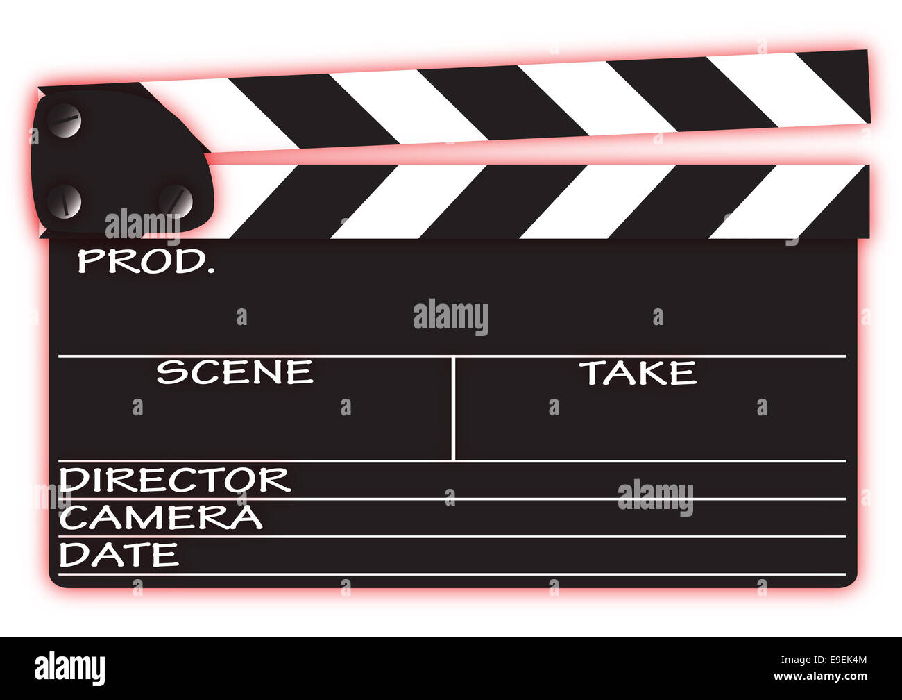 A director's clapper board with a red edge isolated on a white ...