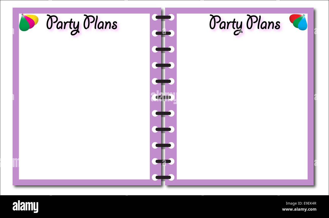 A Party Plans Pink Notepad template or background isolated on a white ...
