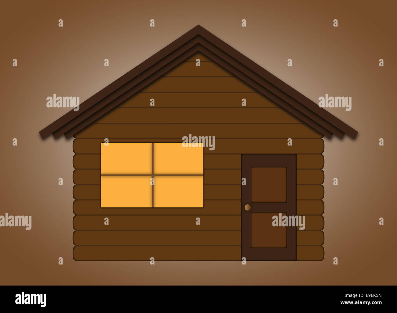 A log cabin design on a brown background Stock Photo - Alamy