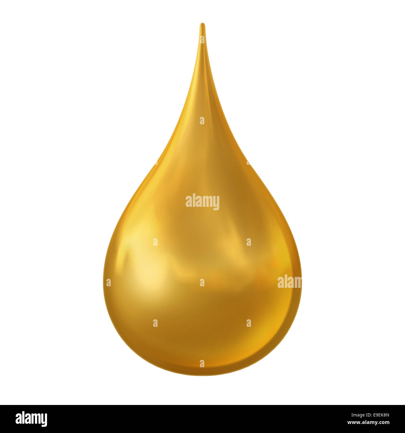Falling down a drop of golden color on white background. Clipping path ...