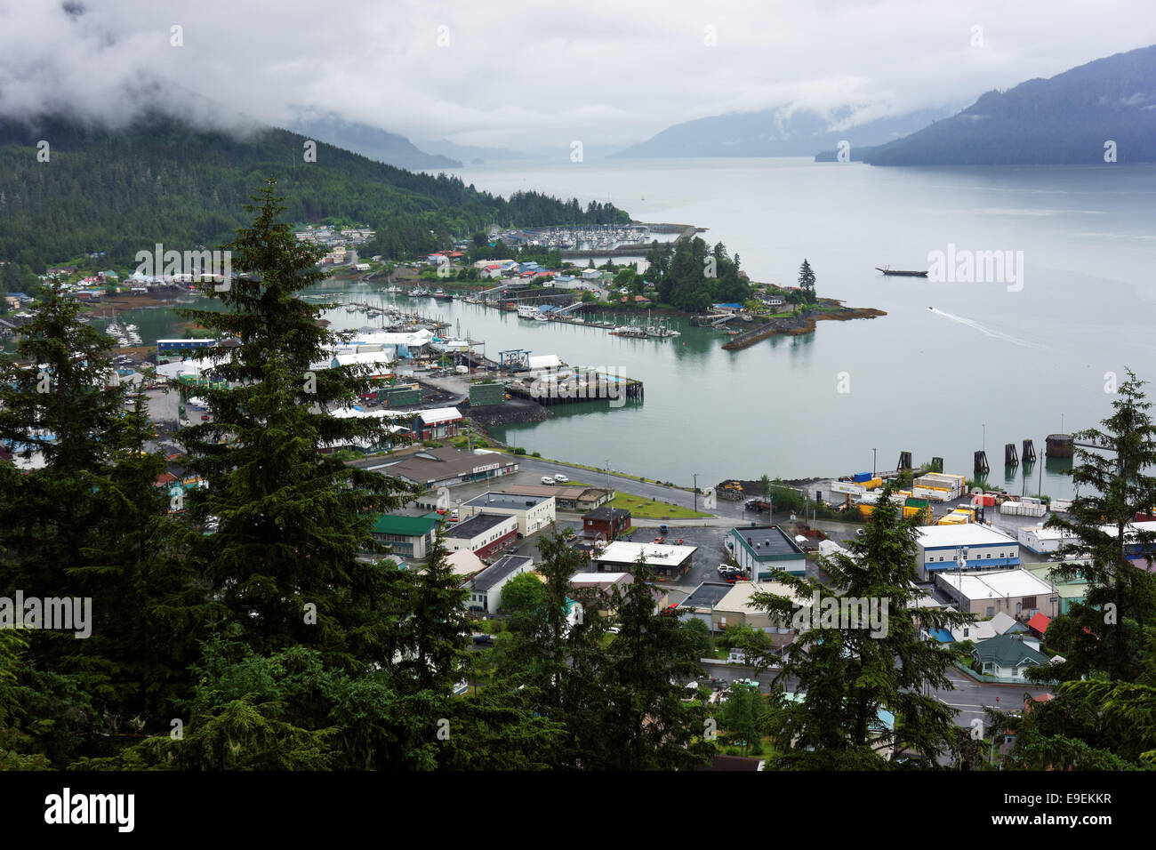 View of Wrangell and Zimovia Strait, Alaska, from top of Mt Dewey Stock ...