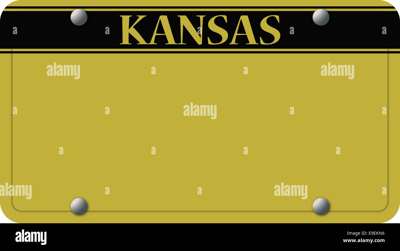 A Kansas license plate design isolated on a white background Stock ...