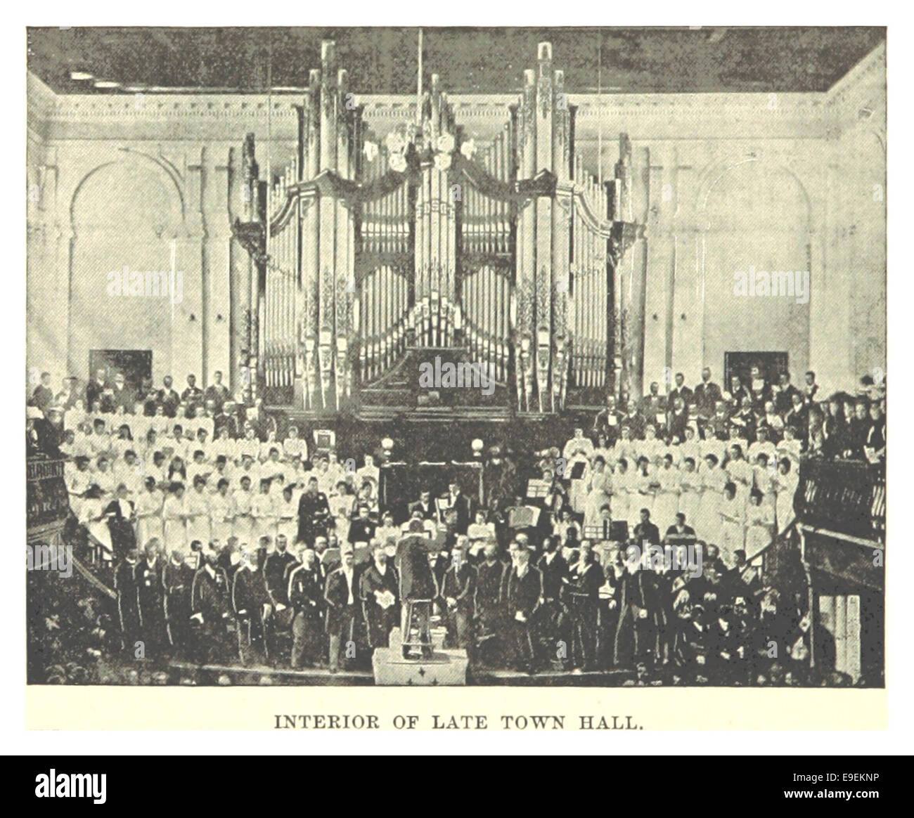 This 1898 illustration depicts the interior of a late 19th-century town ...