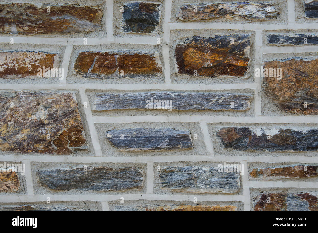 A close up view of an aged stone and brick wall on a college campus ...