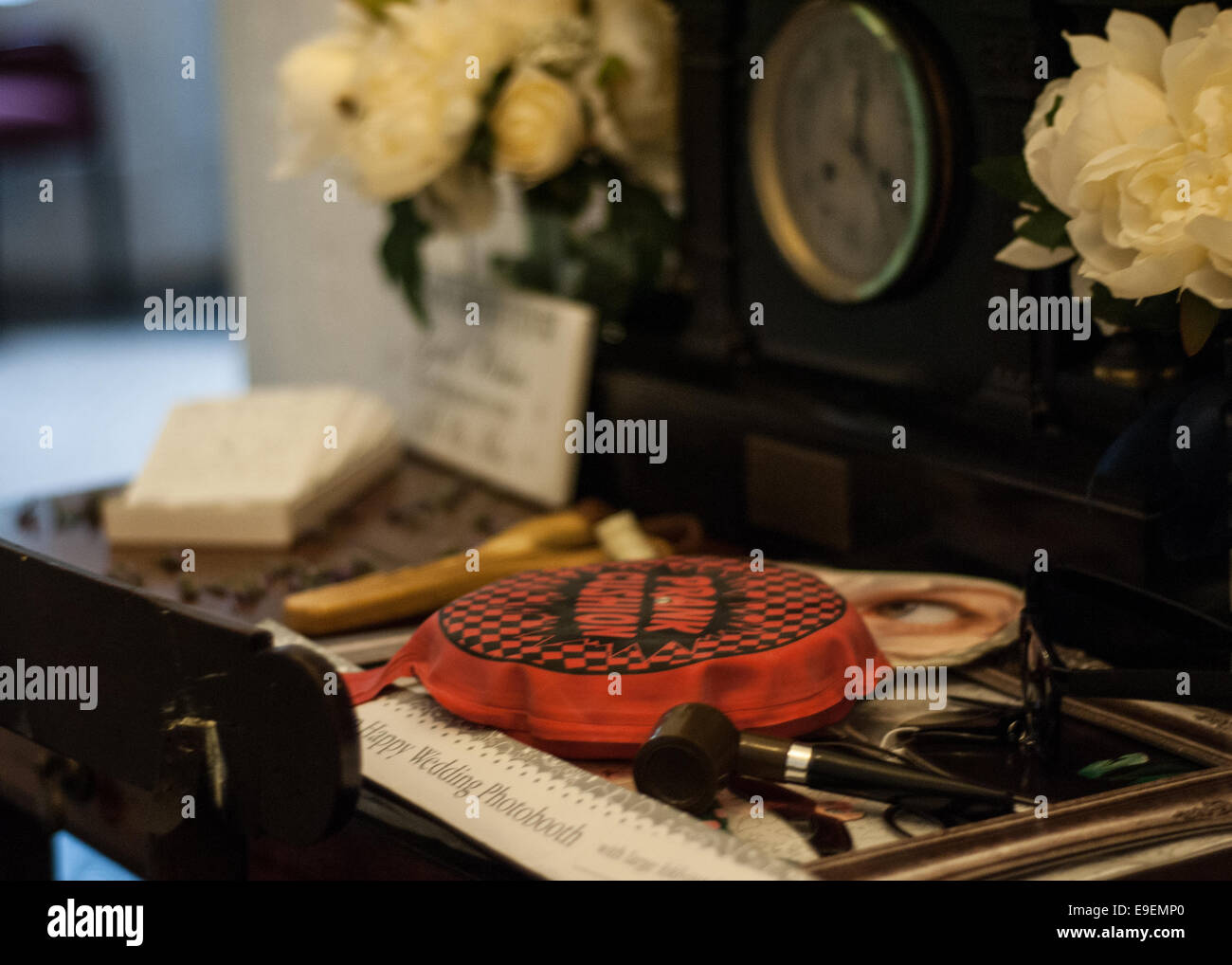 An old vintage clock with modern jokes Stock Photo - Alamy