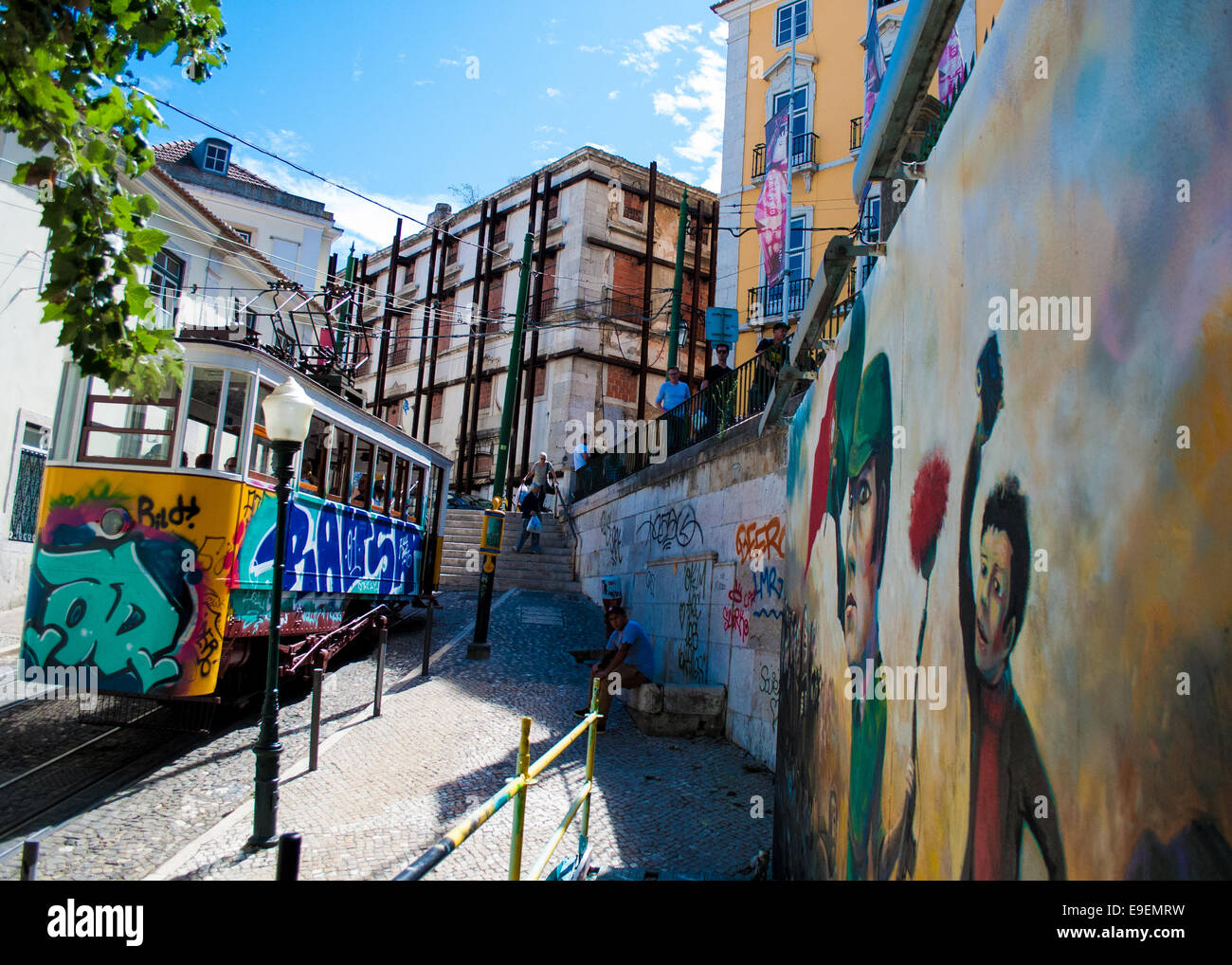 Graffiti and trams in Lisbon, Portugal Stock Photo - Alamy