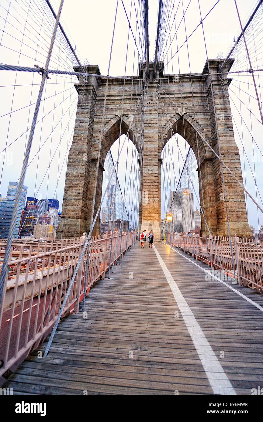 Brooklyn Bridge at a dusk time Stock Photo - Alamy