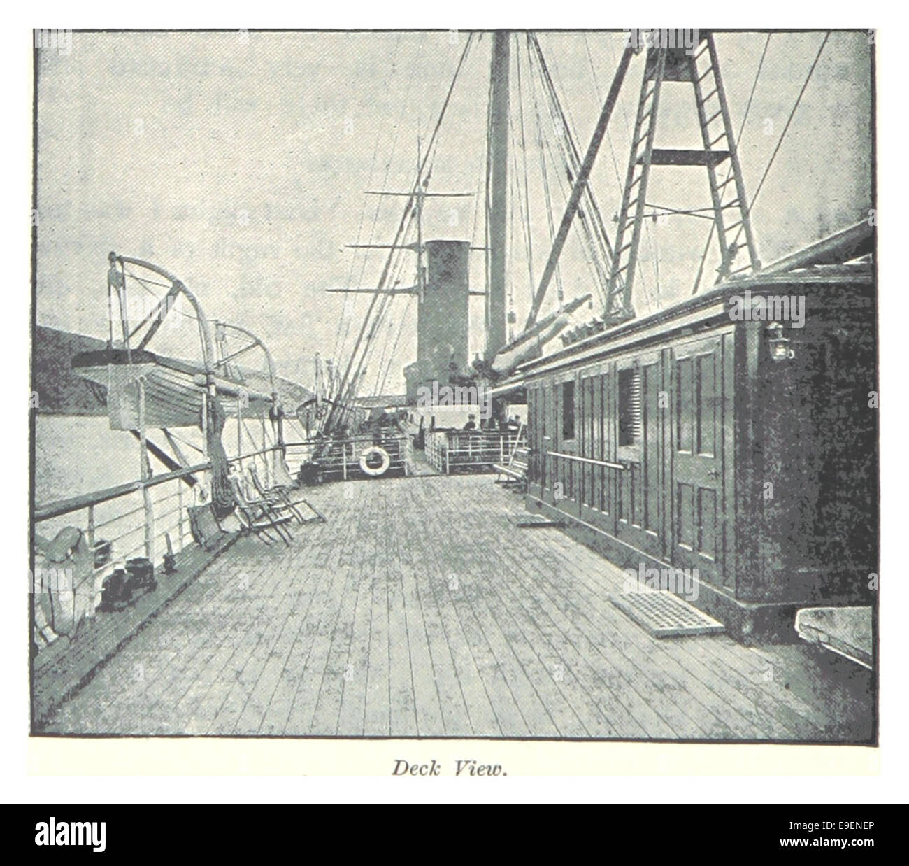 This 1896 illustration by Salmond shows a view from the deck of a ship ...