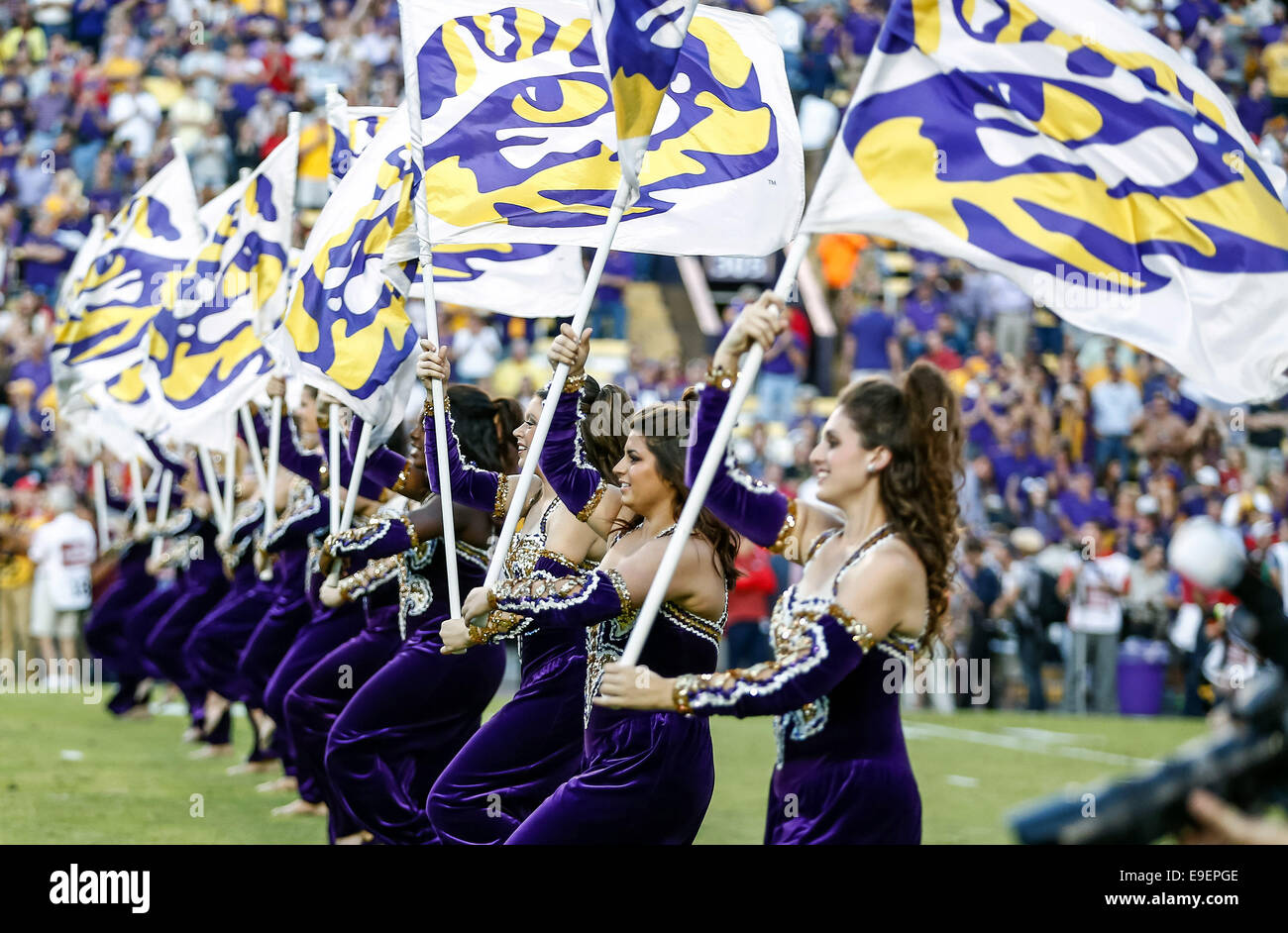 LSU Tigers band performing on the field before the game between ...