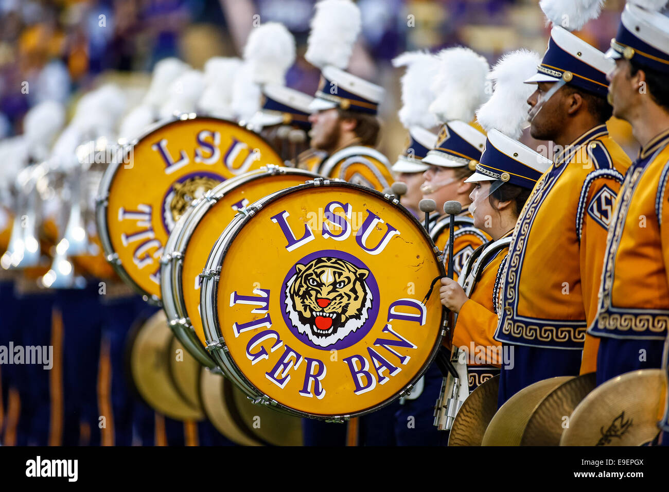 LSU Tigers band performing on the field before the game between ...