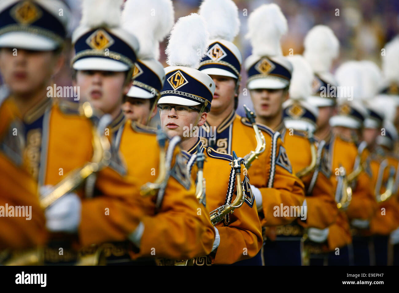 LSU Tigers band performing on the field before the game between ...