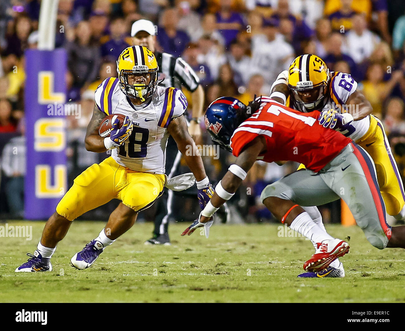 LSU Tigers running back Terrence Magee (18) is chased by Mississippi ...