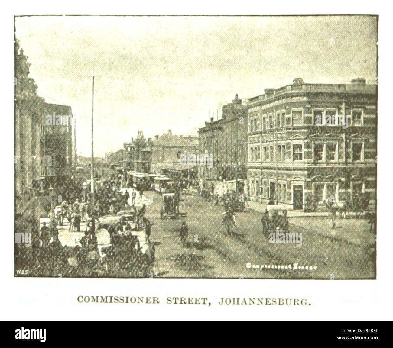 This 1890s illustration depicts Commissioner Street in Johannesburg ...