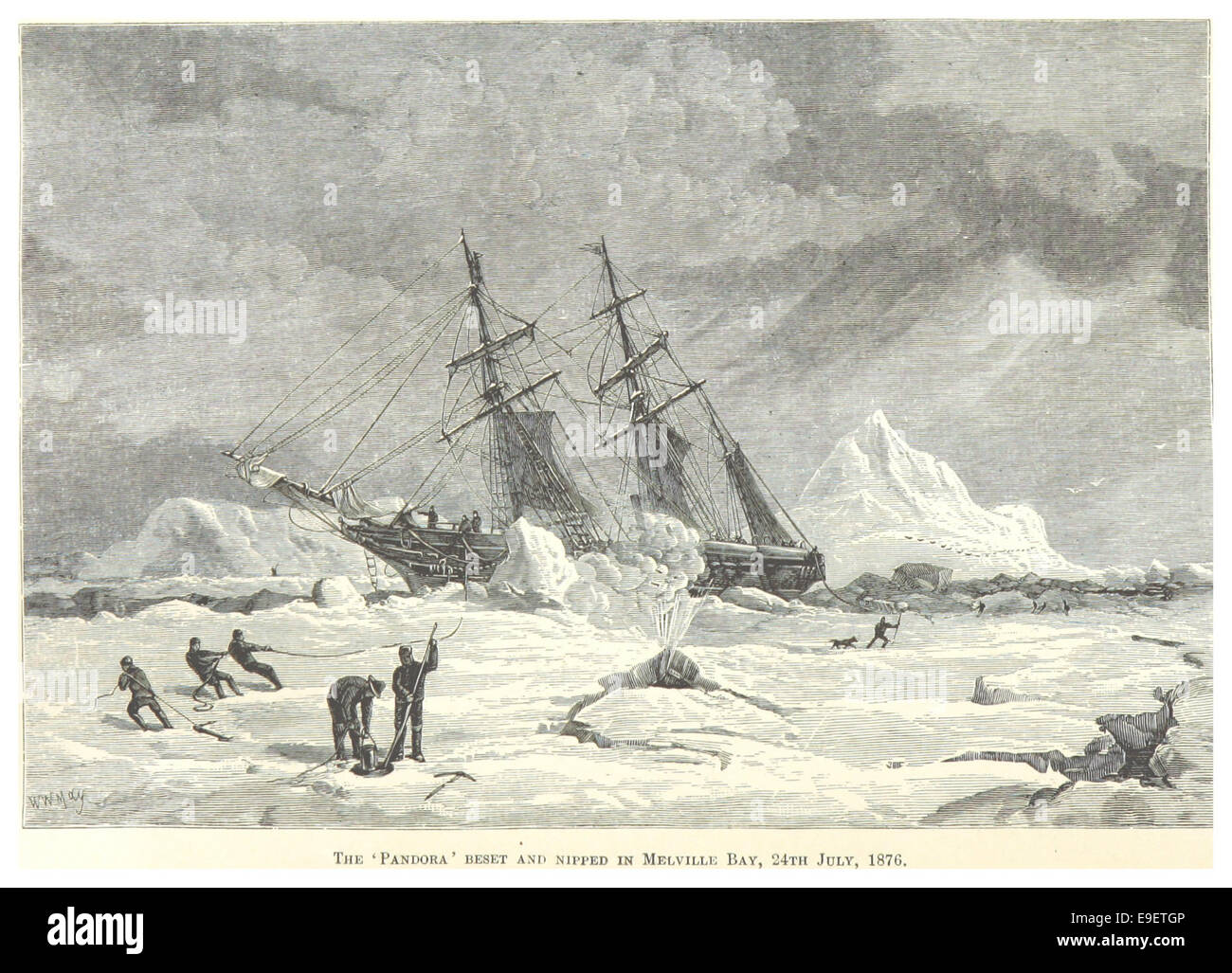 An illustration from Young’s 1879 work depicting the ship *Pandora ...