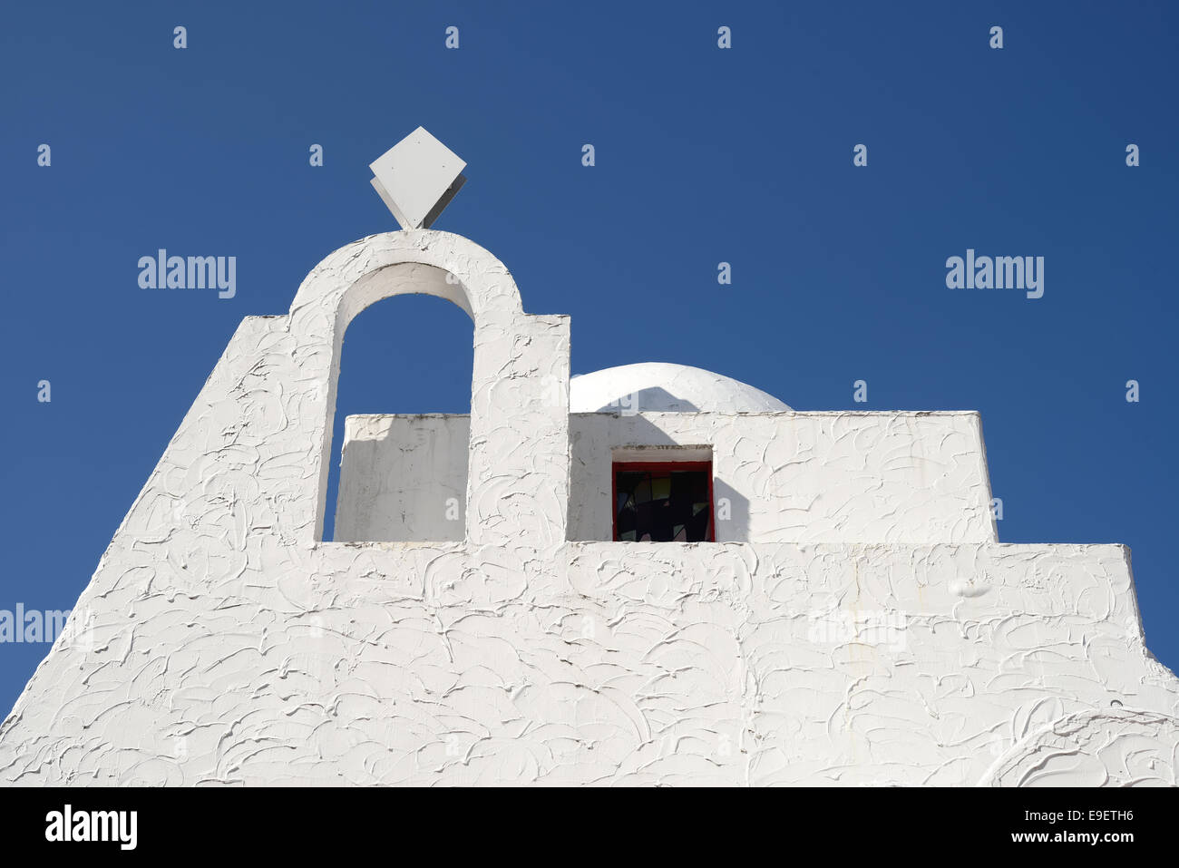 traditional white plaster building blue sky background Stock Photo - Alamy